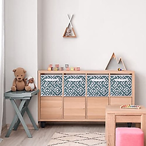 4 pc Cube Storage Bin Set – 11 inch Foldable Storage Cubes - Fabric Bins for Shelf, Closet, Clothes Organizer, 11X11 Foldable Basket, Decorative Cute Pattern Canvas Organization (Yellow, Blue & Brown) (Blue)