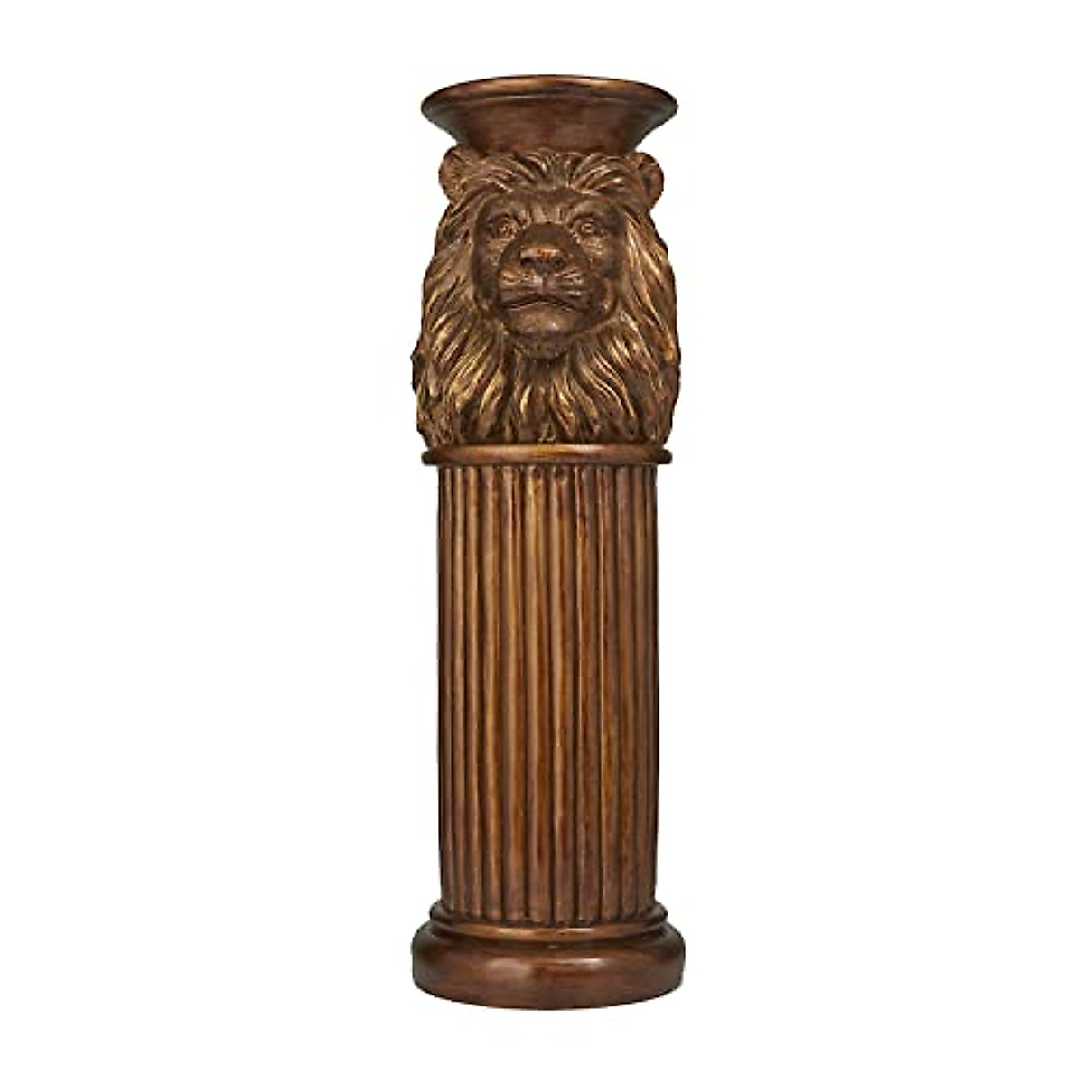 Deco 79 Polystone Lion Pedestal Table, 8" x 9" x 25", Bronze