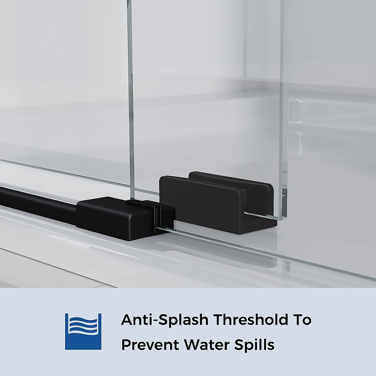 DELAVIN 56-60" W x 75" H Frameless Sliding Shower Door, Glass Door with 5/16" (8mm) Clear SGCC Tempered Glass, Explosion-Proof Film, Stainless Steel Hardware, Matte Black