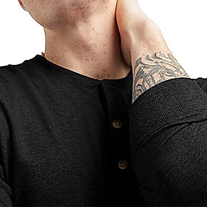 Hanes Originals Men's Tri-Blend Long Sleeve Henley, Black, X Large