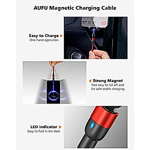 Fast Charging Magnetic Charging Cable(5Pack-1.6ft/3.3ft/6.6ft/6.6ft/6.6ft), AUFU Magnetic Charger Cable USB C Magnetic Fast Charger 3A Fast Charging Data Transfer Magnetic Cable for Micro USB Type C