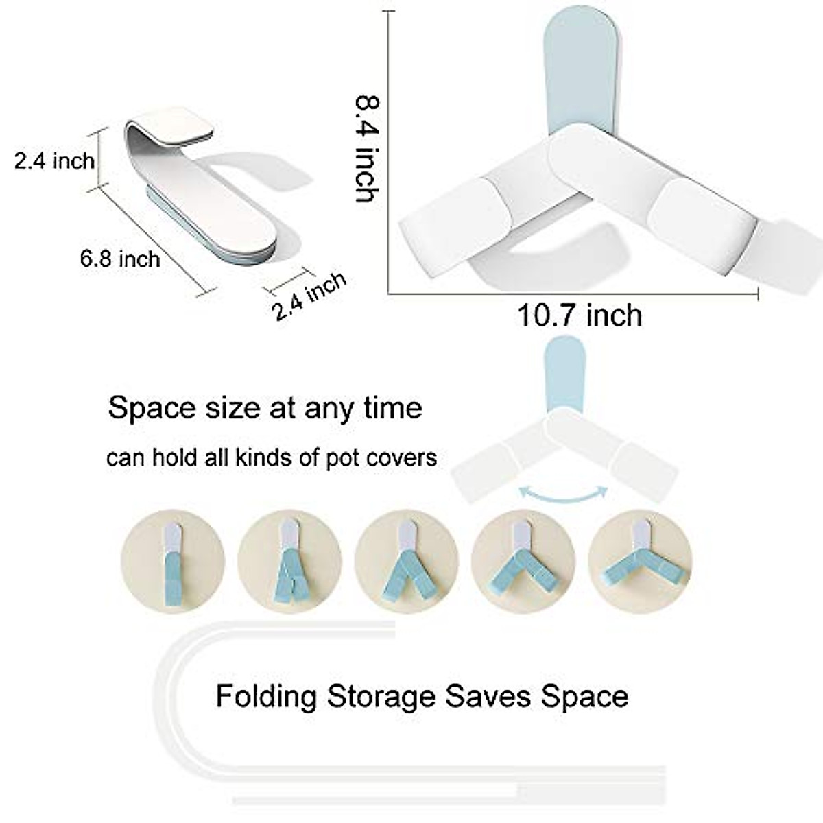 Self Adhesive Pot Lid Holder, 2 Pack Folding Wall Door Mounted Pot Lid Rack, Pots and Pans Organizer for Cabinets, Adjustable Hanging Pan Cover Cutting Board Storage Kitchen Utensil Tool Set