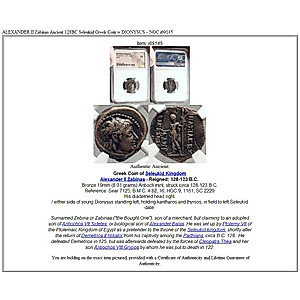 128 GR ALEXANDER II Zabinas Ancient 128BC Seleukid Greek coin VF NGC