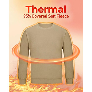 Boladeci Mens Sweatshirts Crewneck Fleece Lined Pullover Essentials Plain Soft Warm Winter No Hood Blank Khaki Shirts for Men Cotton Teens Tops