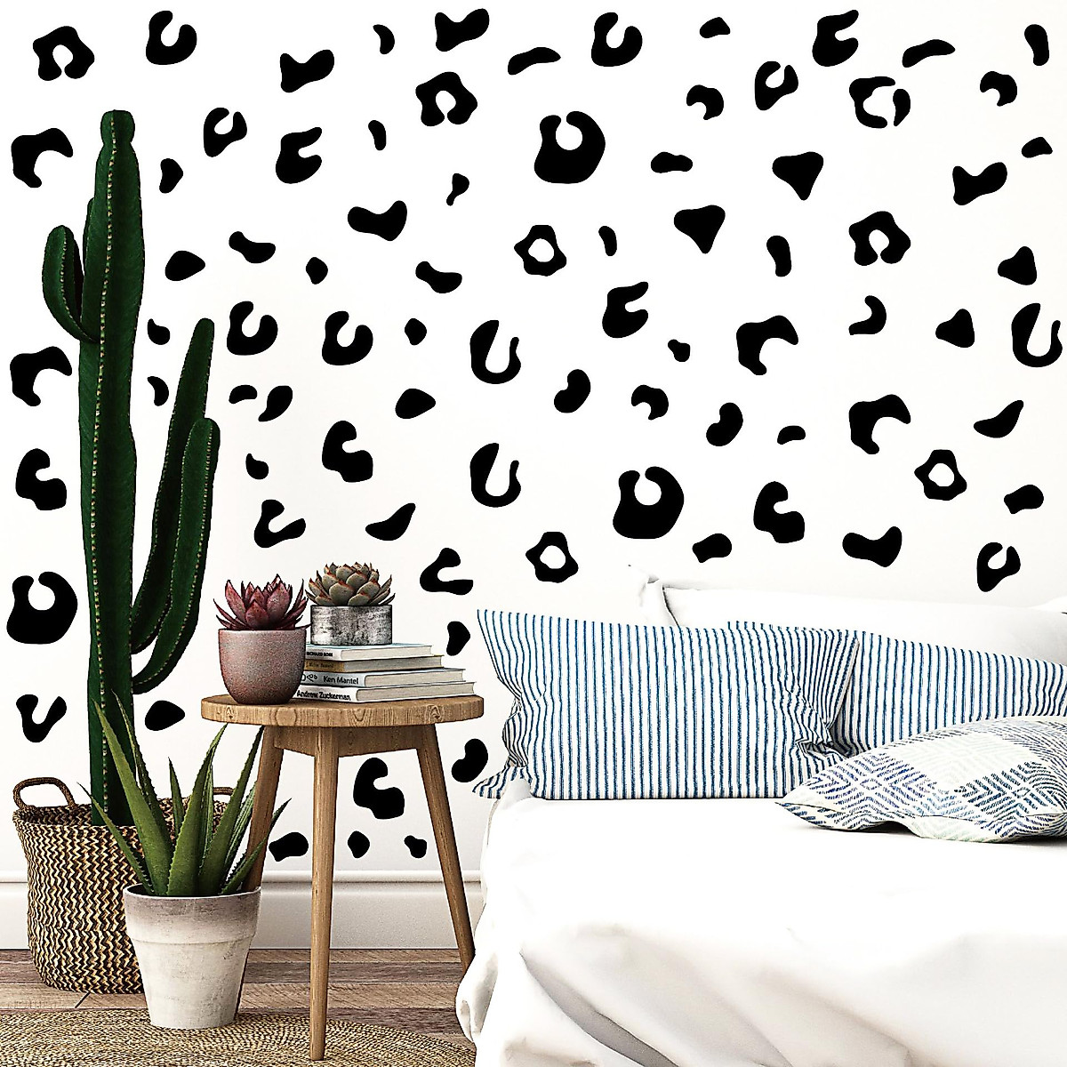 360 Pcs Black Cheetah Stickers Animal Print Cheetah Leopard Wallpaper Removable Vinyl Wall Stickers for Bedroom Car Living Room Office Home DIY Wall Decoration