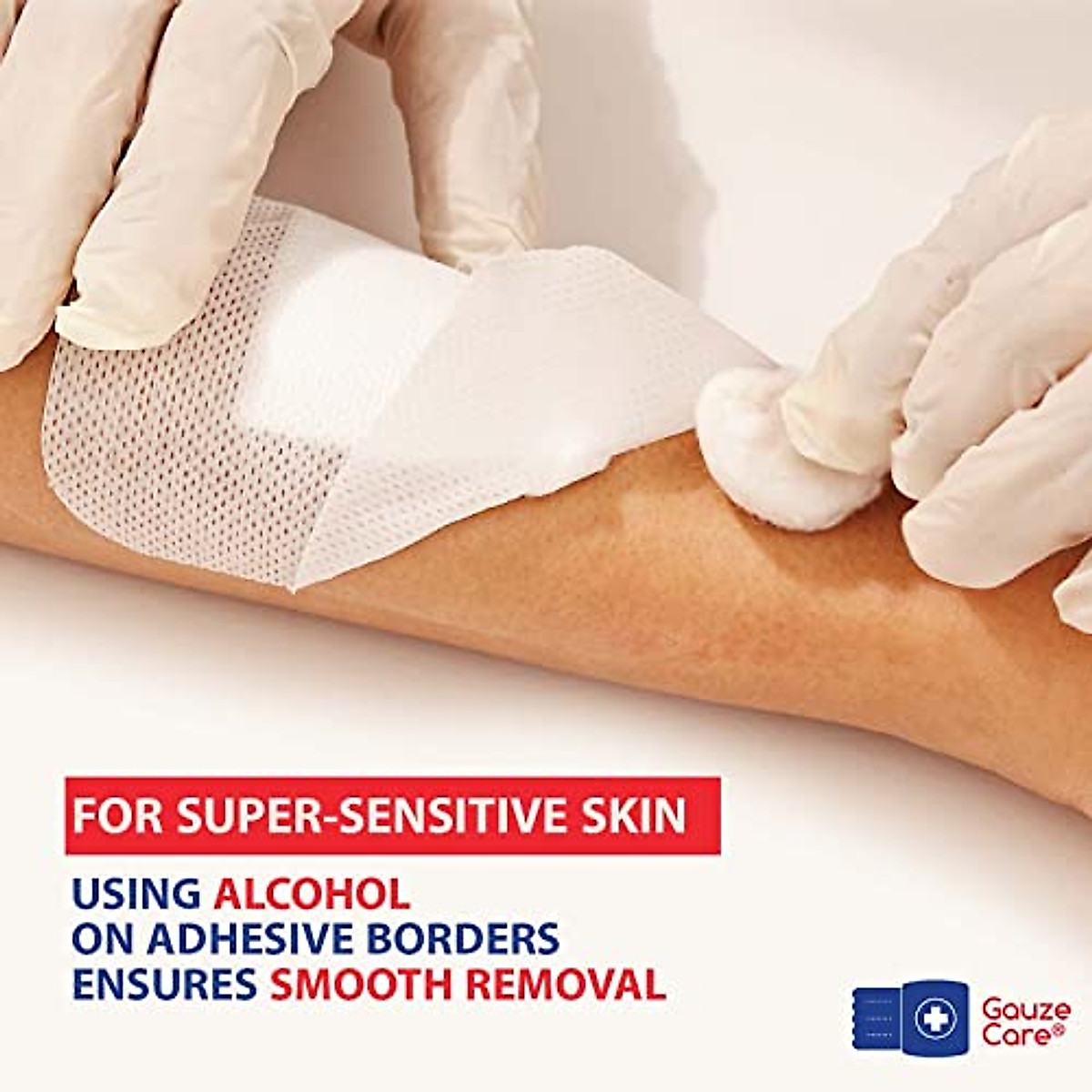 GauzeCare Island Dressing 4x4 inch 28 Pcs| Individually Packed Sterile Pouches| 2x2 Non-Stick Pad in Center with Acrylic Adhesive Borders| Water-Resistant Adhesive Pads for Wound Care and Dressing