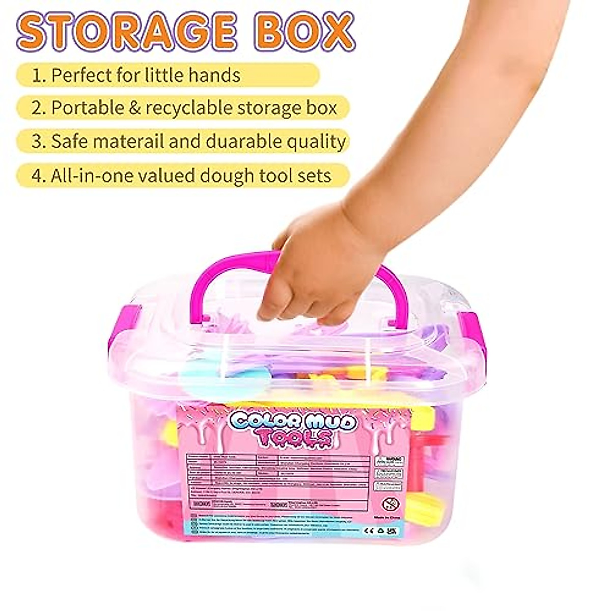 Dough Tool Sets for Kids Toddlers,Cute Dough Accessories with Rolling Pin Dough Mat Storage Box,Party Pack Dough Toys for Kids Age 2-4 3-5 4-8,Educational Toys Gift for Birthday Christmas Boys Girls