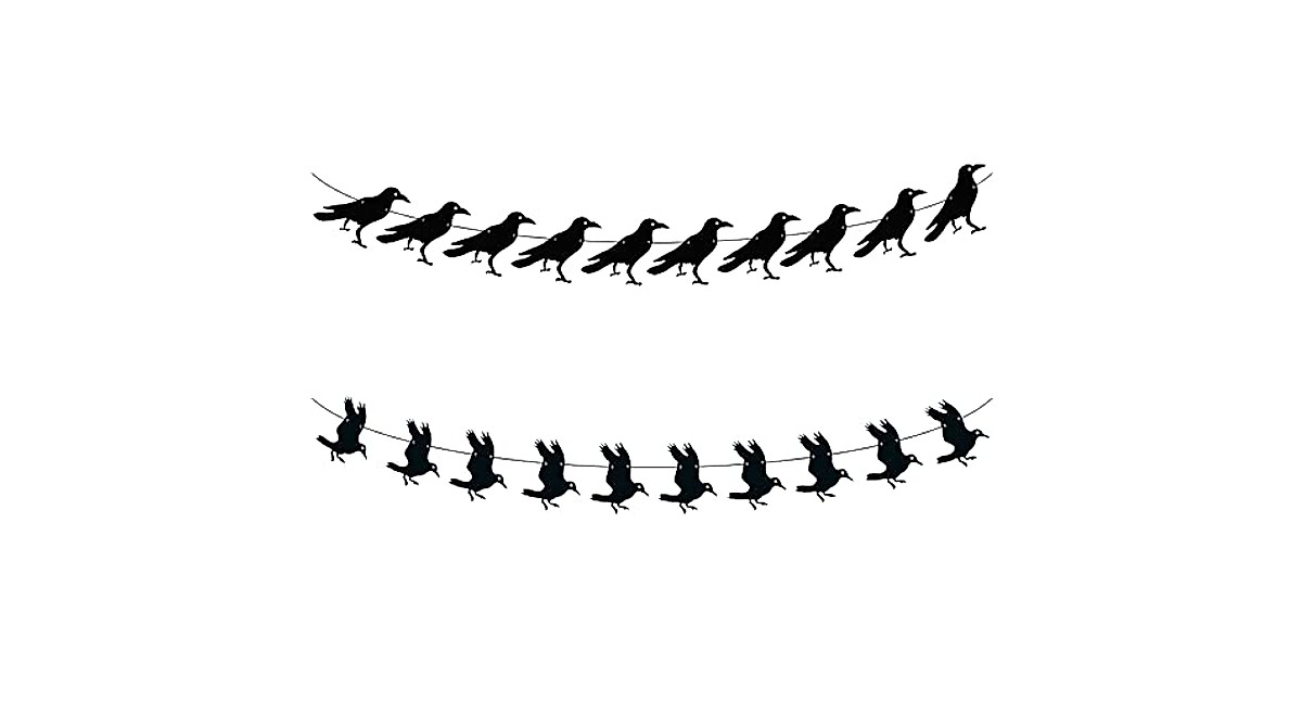 Spooky Black Felt Crow Garland for Halloween & Parties