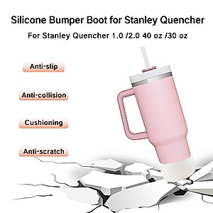 UMUST 8Pcs for Stanley Cup Accessories, Silicone Spill Proof Stopper,Straw Cover,Cup Bottom Bumper for Stanley Tumbler Accessory，Silicone Boot Sleeve for Stanley Cup1.0 40 30 oz (Clear *8)