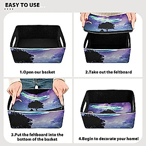 Night Man Meditating Storage Basket Felt Storage Bin Collapsible Shelves Basket Decorative Baskets Organizer for Kids Bedroom Magazine