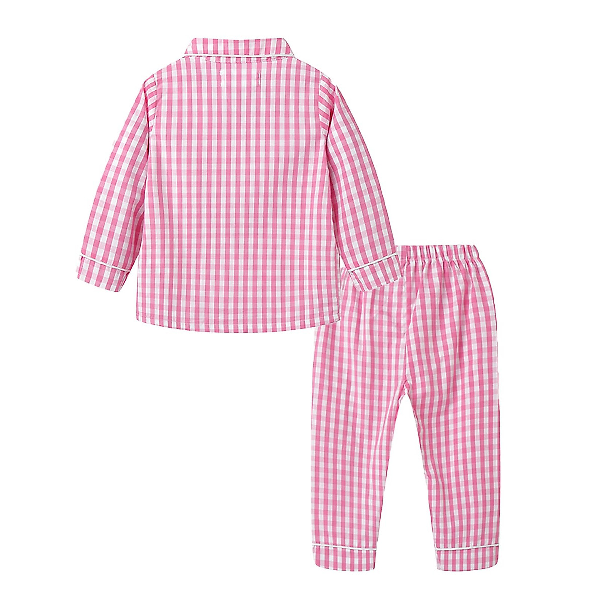 Mud Kingdom Baby Pajamas for Girls Boys Kids Clothes Sets Button Down Lattice 100% Cotton Sleepwear Pink 2T