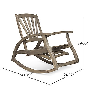 Christopher Knight Home Alva Outdoor Acacia Wood Rocking Chair with Footrest, Gray Finish