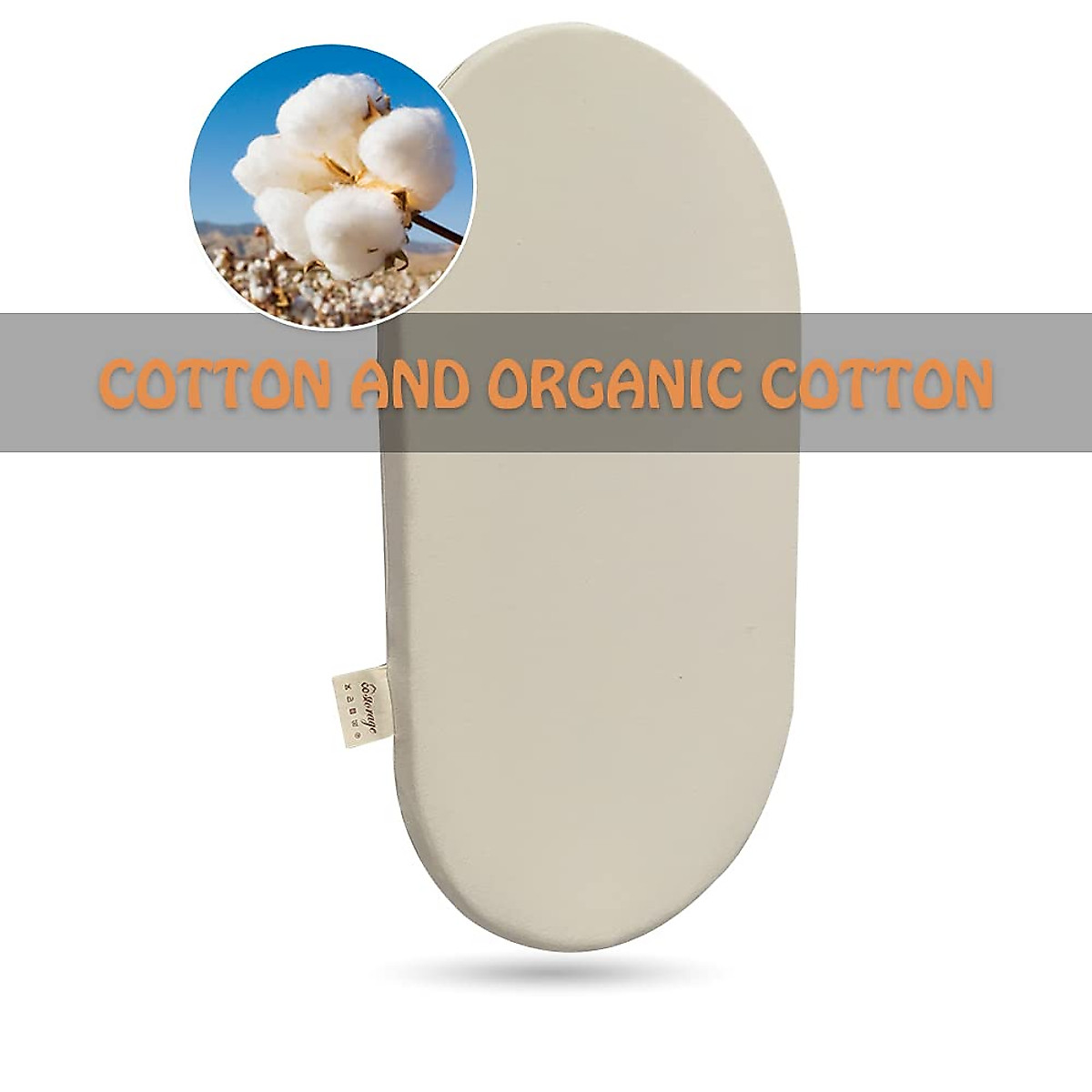 Co Storage Oval Foam Bassinet Mattress Pad with Removable Natural Organic Cotton Cover