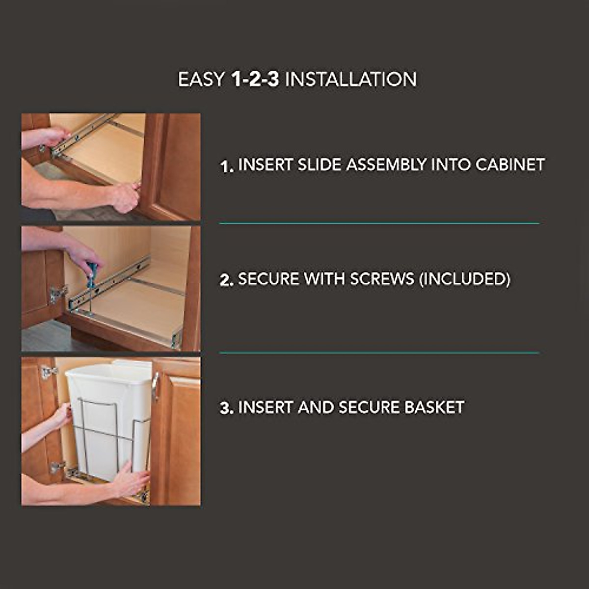 Panacea Grayline Double Trash Can Slide Out Basket Storage, Satin Nickel