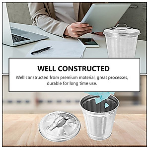 NUOBESTY Desktop Mini Desktop Wastebasket Garbage Bin Waste Paper Basket Trash Can Mini Wastebasket Trash Can Garbage Holder Flower Garbage Container bin Pot Mini Metal Flowerpot （ 1pc ）