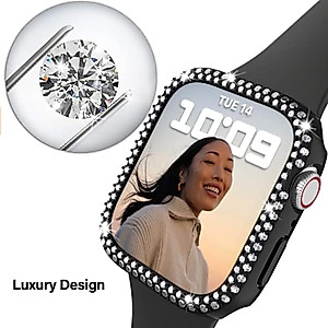 Kakufunny 3 Pack Bling Case with Screen Protector for Apple Watch Series 8 & Series 7 45mm, Crystal Diamond Bling Protective Bumper Cover Compatible with iWatch 8 7, Accessories (No Screen Protector)