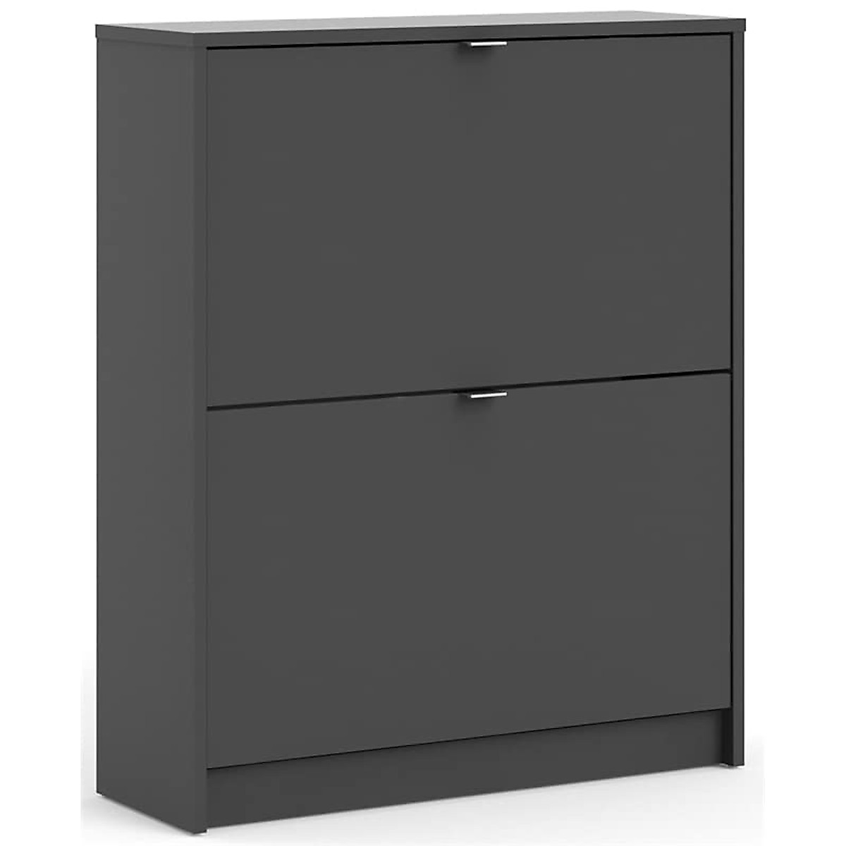 Pemberly Row Engineered Wood Bright 2 Drawer Shoe Cabinet in Black Lead
