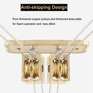 ZGGJZKV Ceiling Mounted Type Drying Clothes Rack for Home, Balcony Hand Cranked Lifting Airer, 78.8 Inches Long Three Poles Aluminium Alloy Clothing Dryer, Champagne Gold