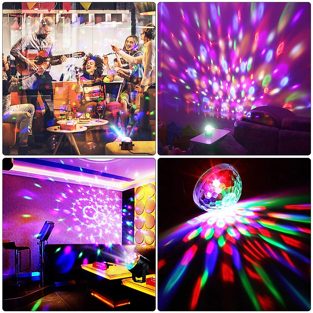 Party Lights, Disco Ball Disco Lights,Dj Rave Lights Led Strobe Lights Sound Activated Stage Lights Projected Effect Dancing Lights Remote Control for Birthday Xmas Wedding Bar KTV Christmas-2 Packs