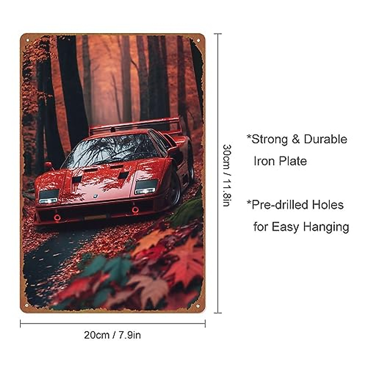 Red Ferrari F40 Super Car Game Poster Tin Sign Cafe bar Home Wall Art Decoration Retro Metal Tin Sign 8x12 inch