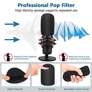 Pop Filter for Hyperx Quadcast s, Mic Foam Cover+Furry Wind Muff Compatible with Hyperx Quadcast s Microphone Pop Filter Windscreen Cover for Indoor/Outdoor Use,Combo 2Pack