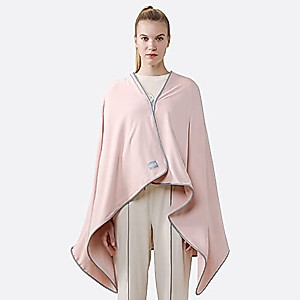 Snuggle Sac Super Soft Velvet Dusty Pink Wearable Blanket Portable Cozy Poncho Throw Lightweight Shawl Wrap for Sofa Couch Bed Travel