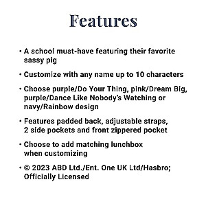 Let's Make Memories Personalized Backpack with Lunch Box (Optional) - Peppa Pig - Pink - Dream Big