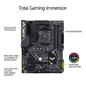 ASUS TUF Gaming B450-PLUS II AMD AM4 (Ryzen 5000, 3rd Gen Ryzen ATX Gaming Motherboard (DDR4 4400(O.C.), HDMI 2.0b, USB 3.2 Gen 2 Type-C, BIOS Flashback, 256Mb BIOS Flash ROM, AI Noise Cancelling Mic