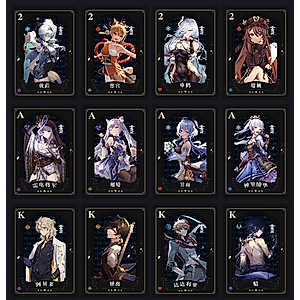 YJacuing Genshin Impact Black Gold Playing Cards, Collectible Poker Deck of Cards Game Merch
