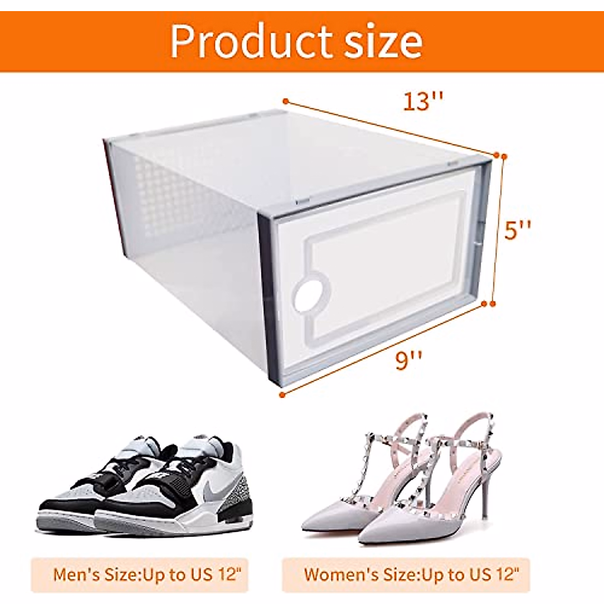 ikaufen 12 Pack Shoe Storage Box, Space Saving Shoe Boxes Clear Plastic Stackable Organizer with Lids for Closet, Foldable Sneaker Containers Bins Holders