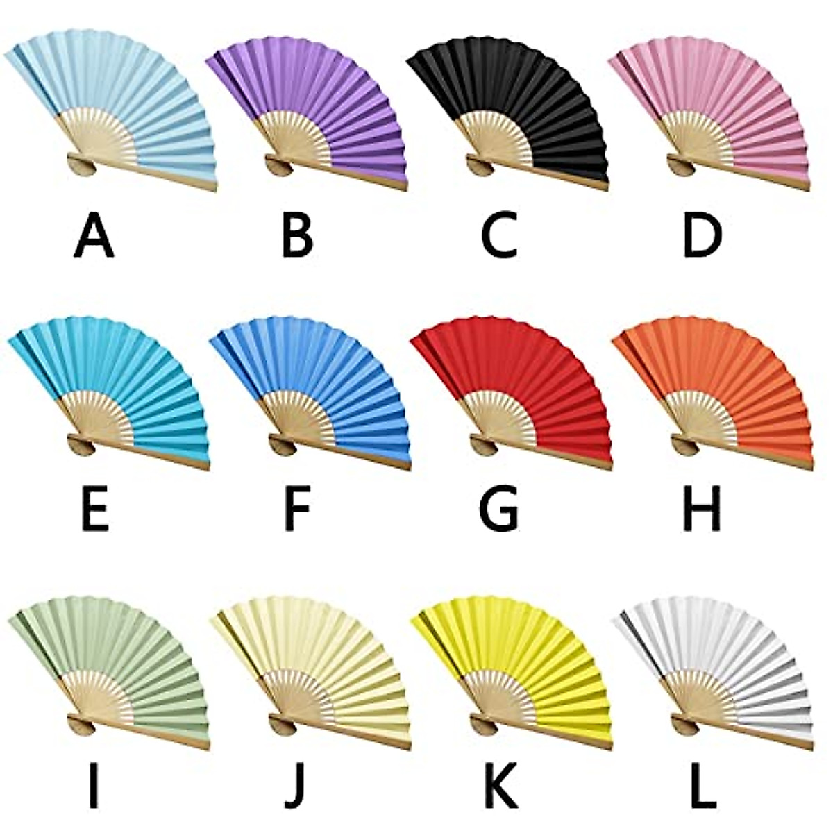 RAZZUM Decorative Folding Fans Traditional Chinese Fans Hand Held Fans Paper Bamboo Folding Fans Handheld Folded Fan for Church Wedding Hand Holding Fans Decor Fan