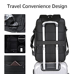 32L Travel Laptop Backpack 16 Inch Carry On Suitcase Backpack Flight Approved, Water Resistant Large Expandable Luggage Backpack for Men Women with USB Charging Port, Black