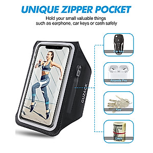 Phone Holder Running Armband for iPhone 15 14 13 12 Pro Max/Plus, with Zipper Pouch for Earphone Key & Card Slot, Gym Running Workouts Exercise Phone Arm Band for Android Samsung for 6.8" Phones