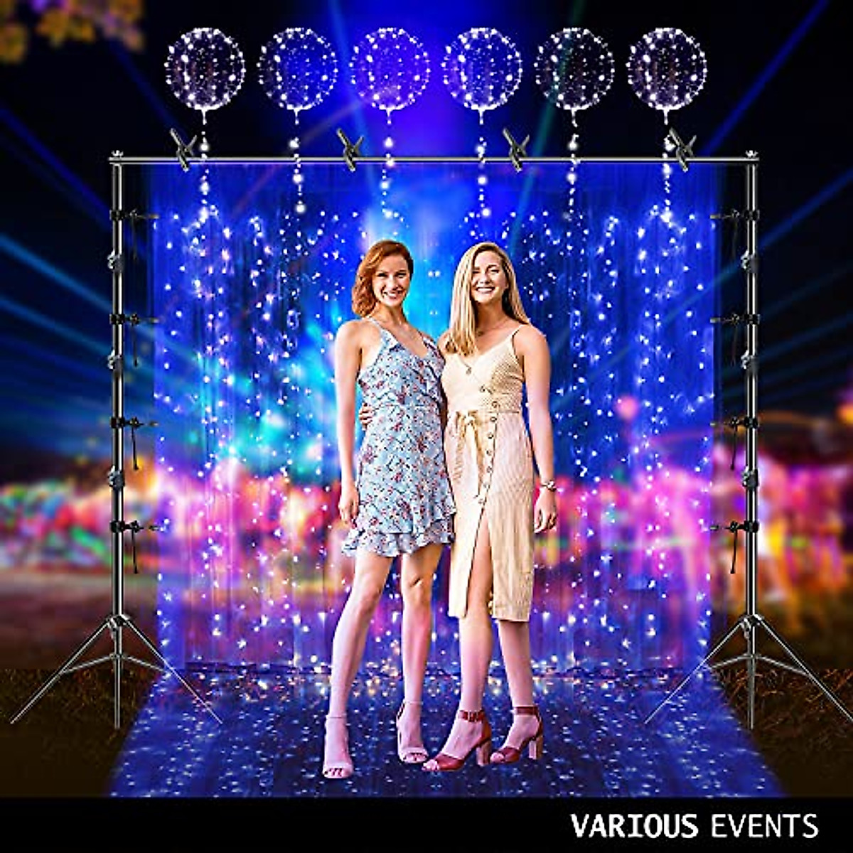 LimoStudio 10 x 9.6 feet Large and Heavy Duty Backdrop Stand with Elastic String Clip, Crossbar Ring Clip, Spring Clamp, Background Support System Kit for Photography, Events, AGG3002