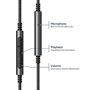 (Apple MFi Certified) Replacement Headphone Cable with iPhone Lightning Connector (3.5mm) Audio Aux Cord with Mic & Volume Control Remote (Compatible with Beats/Sony/Sennheiser and Audio Tech)