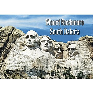 Mount Rushmore National Memorial, South Dakota, SD, Washington, Jefferson, Roosevelt, Lincoln, 2 x 3 Fridge Photo Magnetic Back