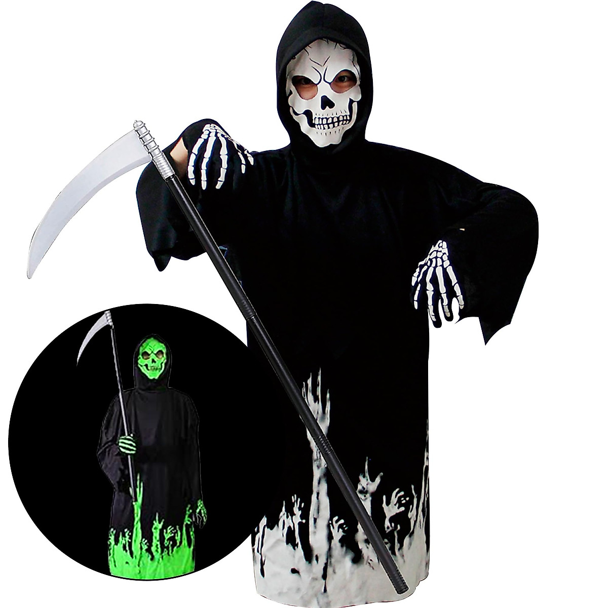 Lulu Home Halloween Kids Costume, Glow in The Dark Halloween Scary Kids Costume Boys Kids Costume