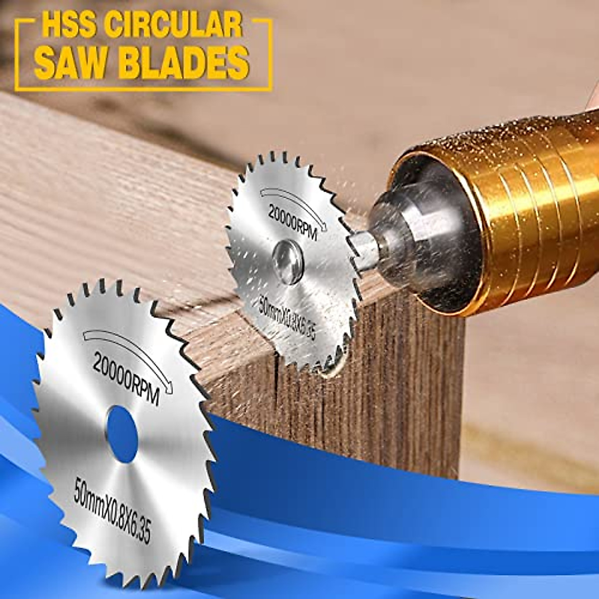 Winzwon Cutting Wheels Set 44 Pcs for Dremel Rotary Tool Accessories Kit, Gifts for Men, Diamond Cutting Wheels 15 Pcs, Resin Cut Off Discs 15 Pcs, Hss Circular Saw Blades 6pcs with 6 Mandrel Shank