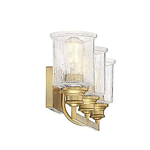 Savoy House 8-1972-3-322 Hampton Warm Brass 3-Light Bathroom Vanity Light (24" W x 9" H)
