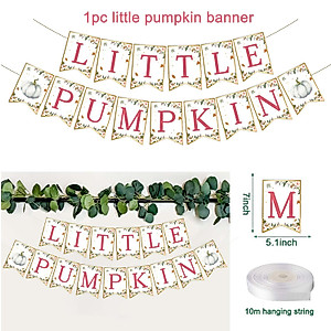 Yuzioey 177pcs Pumpkin Baby Shower Decorations, A Little Pumpkin is On The Way, Fall Pink Pumpkin Disposable Dinnerware (Serve 25 Guests)with Paper Plates Cups Napkins, Banner Tablecloth