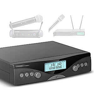 n/a Wireless Microphone UHF 2 Channels Handheld Frequency Adjustable for Party Stage Show 50M Use Distance