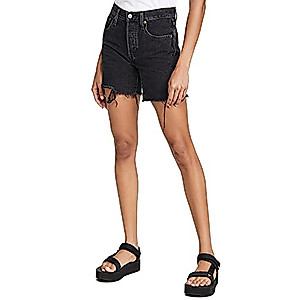 Levi's Women's Premium 501 Mid Thigh Short, Lunar Black, 27