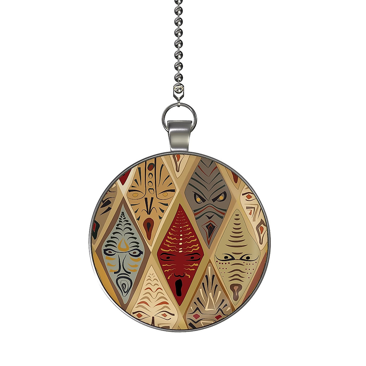 Gotham Decor Abstract African Masks Double Sided Ceiling Fan and Light Pull Chain Pendant/Fan Pull