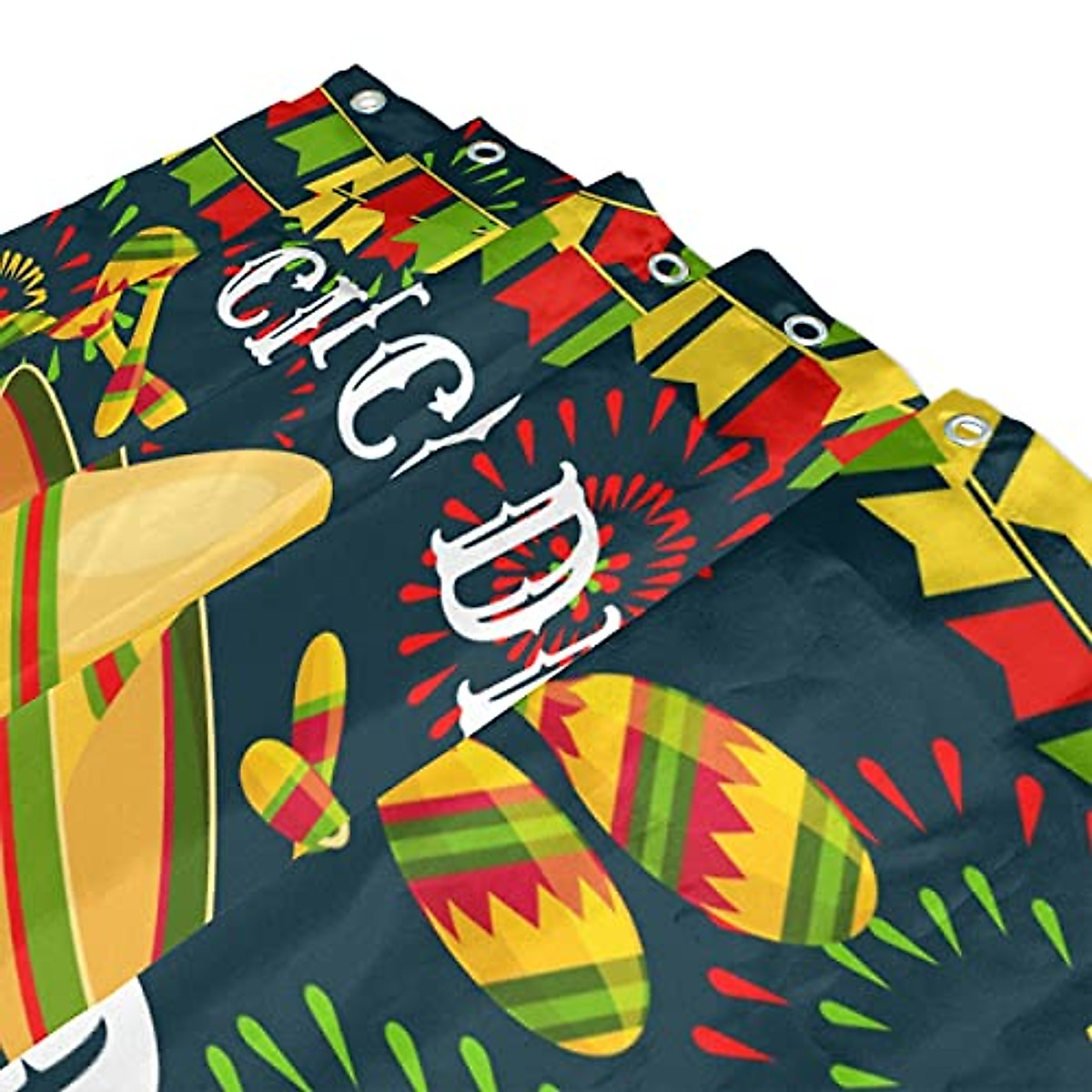 xigua Mardi Gras Bath Curtain Rugs Sets 2 Pcs,Cinco De Mayo Bathroom Theme Set with Shower Curtain and Non-Slip Carpet -12 Hooks-60X72in