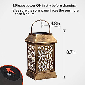 Walensee Solar Lights Outdoor With Flickering Flame (2 Pack Bronze) Upgraded Metal Solar Powered Lanterns Landscape Decoration Hanging Lighting Waterproof LED Umbrella Light for Patio Garden Deck Yard