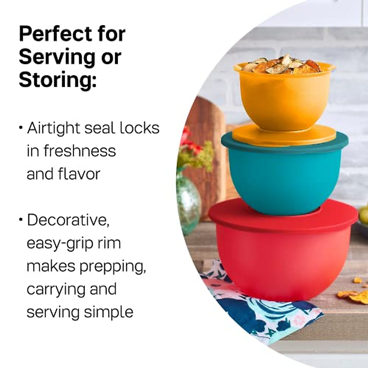 Tupperware Brand Impressions 6-Piece Classic Bowl Set (3 Bowls + 3 Lids) - Dishwasher Safe & BPA Free - Airtight, Leak-Proof Food Storage Containers for Fridge & Pantry