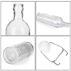 Nicunom 4 Pack Flip Top Glass Bottle, 40 Oz. / 1.2 Liter Clear Glass Pitcher Swing Top Brewing Bottle with Stopper for Beverages, Oils, Kombucha, Beer, Kiefer, Water, Soda, Airtight Seal & Metal Clamp