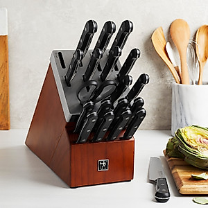 HENCKELS Solution Razor-Sharp 20-pc Self Sharpening Knife Block Set, Chef Knife, Bread Knife, Steak Knife, German Engineered Informed by 100+ Years of Mastery, Stainless Steel