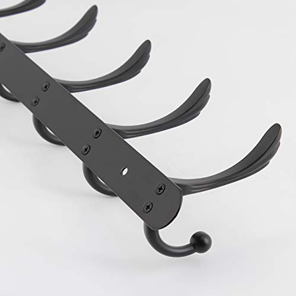 kimzcn Coat Rack Wall Mounted - 5 Tri Hooks, Heavy Duty, Metal Coat Hook Rail for Coat Hat Towel Purse Robes Mudroom Bathroom Entryway (Black)