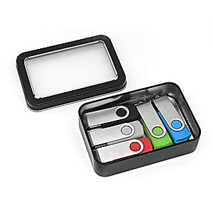 4 Pack Metal Rectangular Tin Boxes Containers with Detachable Clear Lid, Black, 4.2x2.9x1.1 Inch, Portable Box Small Storage Kit Home Organizer,Model 107